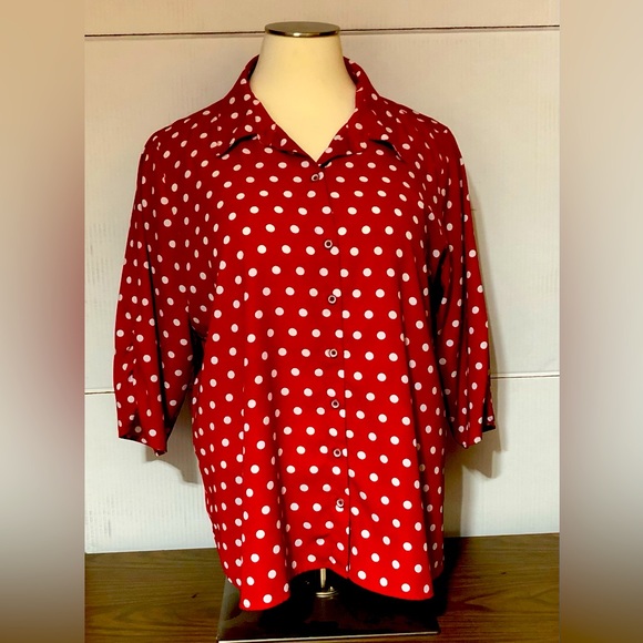 Susan Graver | Tops | Susan Graver Womens 3x Red And White Polka Dot ...